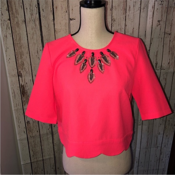 the clothing company | Tops | Hot Pink Embellished Beaded Top | Poshmark
